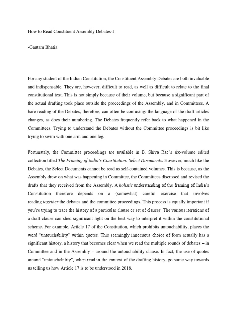 Constituent Assembly Debates | PDF | United States Bill Of Rights ...