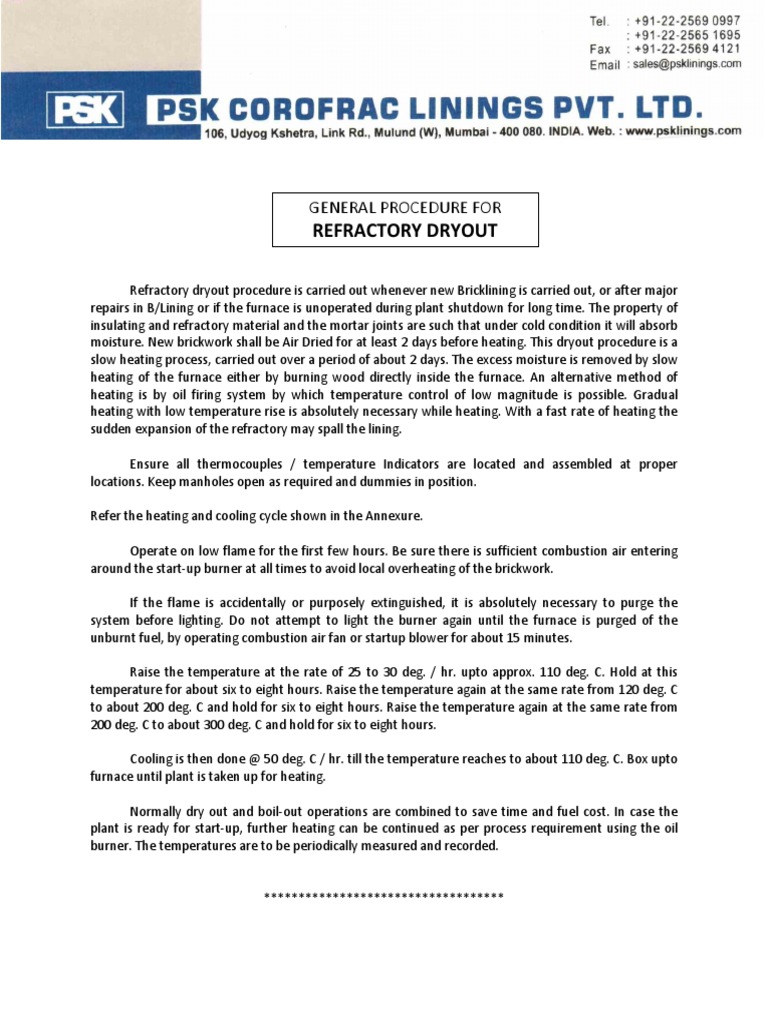 Burner Dry Out Procedures | PDF | Furnace | Combustion