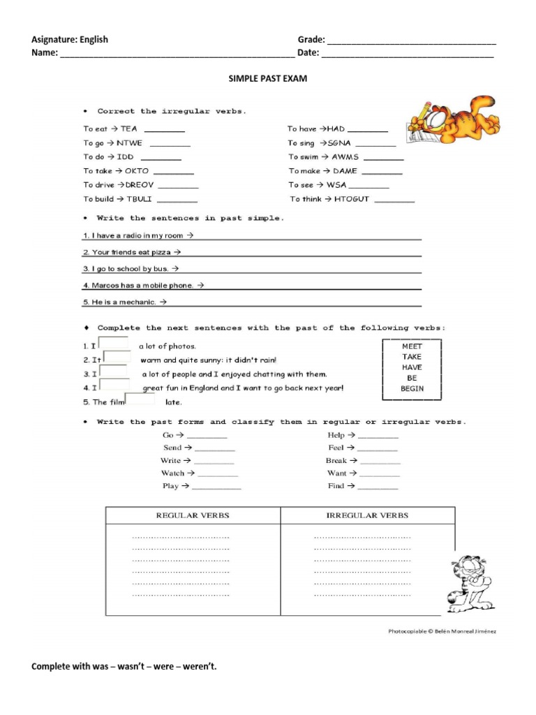 Simple Past Exam | PDF | Behavior Modification | Schools