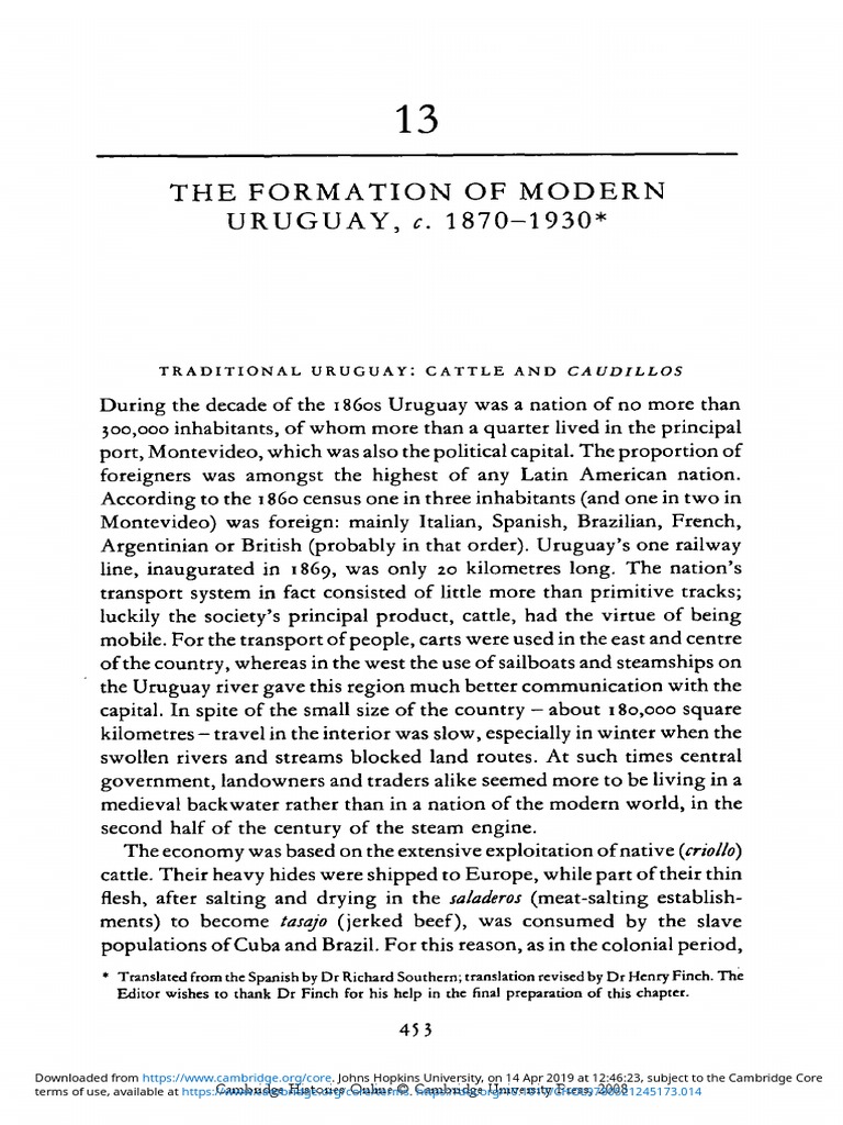 The Formation of Modern URUGUAY, C. 1870-1930 : Traditional Uruguay ...