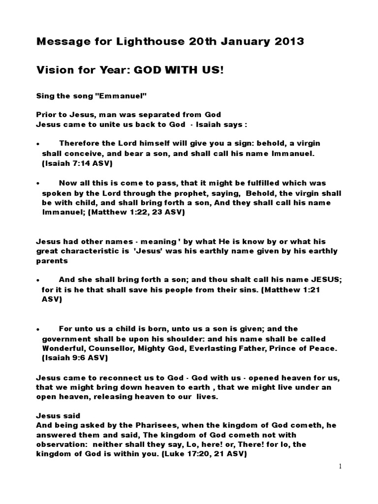 God With Us: Embracing Immanuel's Promise | PDF | Theology | Christian ...