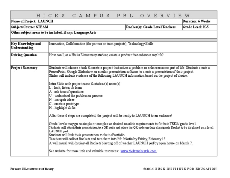 Campus PBL Launch | PDF | Teaching | Behavior Modification