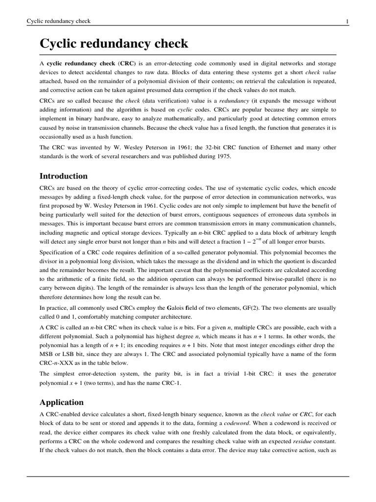 Cyclic Redundancy Check | PDF | Error Detection And Correction | Data ...