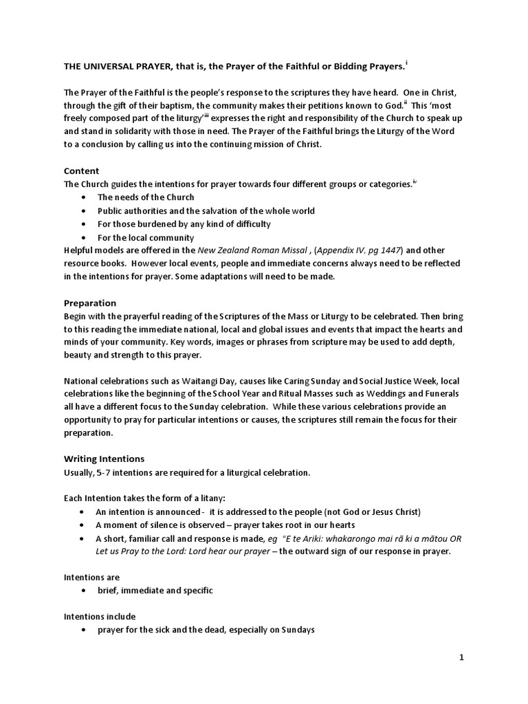 The Universal Prayer | PDF | Mass (Liturgy) | Prayer