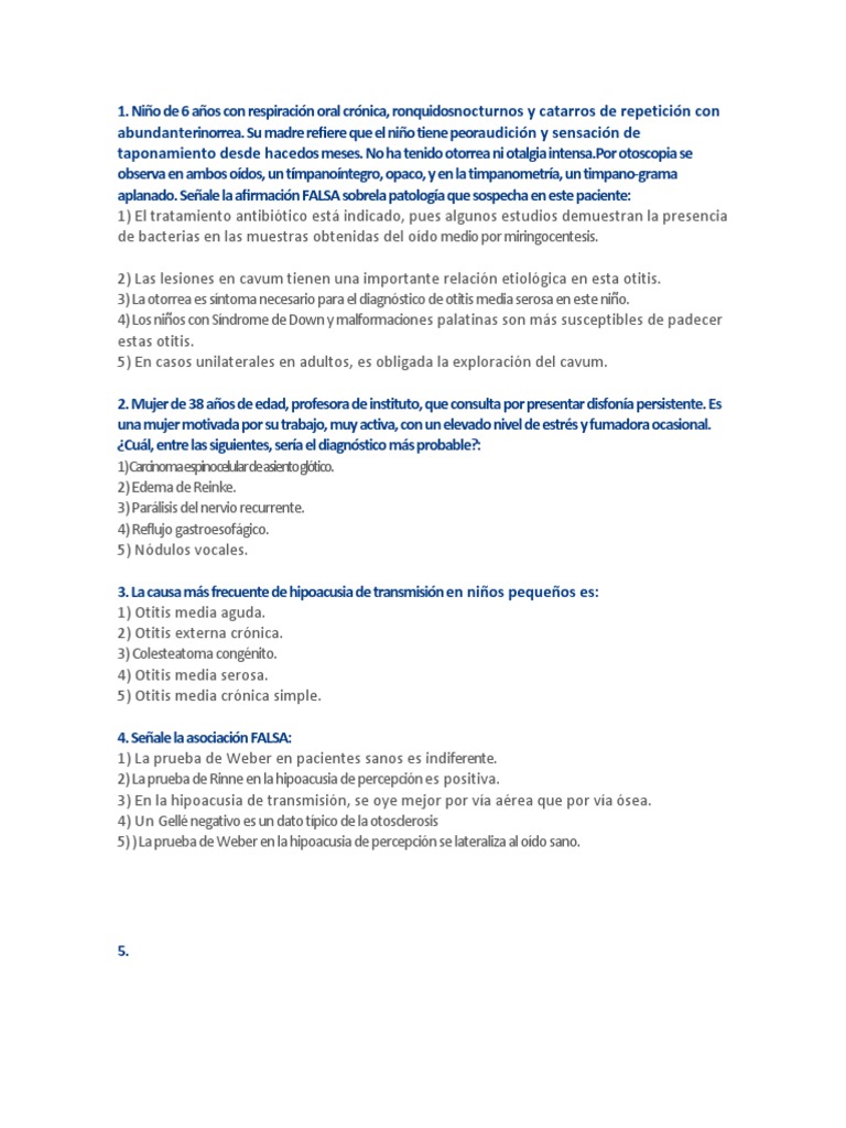 Examen Orl | PDF | Rtt | Enfermedades y trastornos