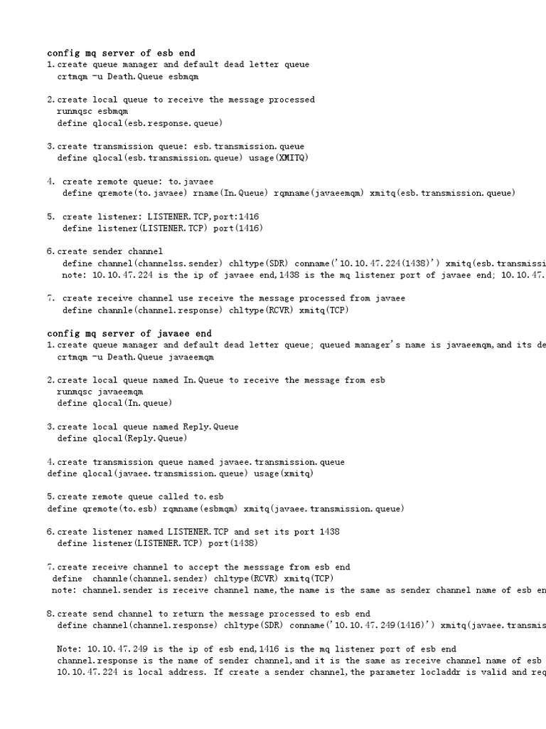 Configuration of T24 MQ Websphere | PDF | Transmission Control Protocol ...