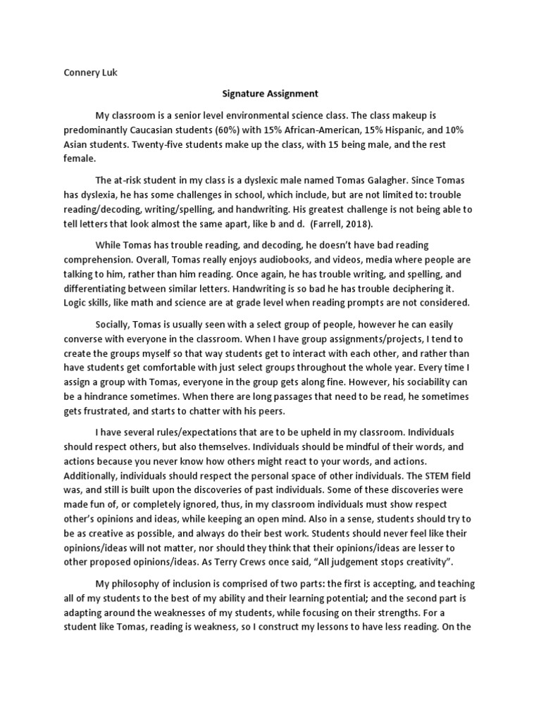 Inclusive Signature Assignment Actual | PDF | Experiment | Inclusion ...