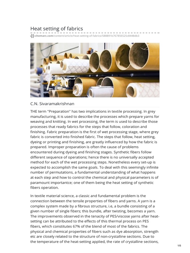 Heat Setting of Fabrics | PDF | Yarn | Textiles