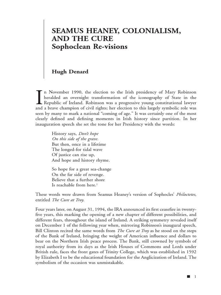 Seamus Heaney, Colonialism and The Cure | PDF | Northern Ireland ...