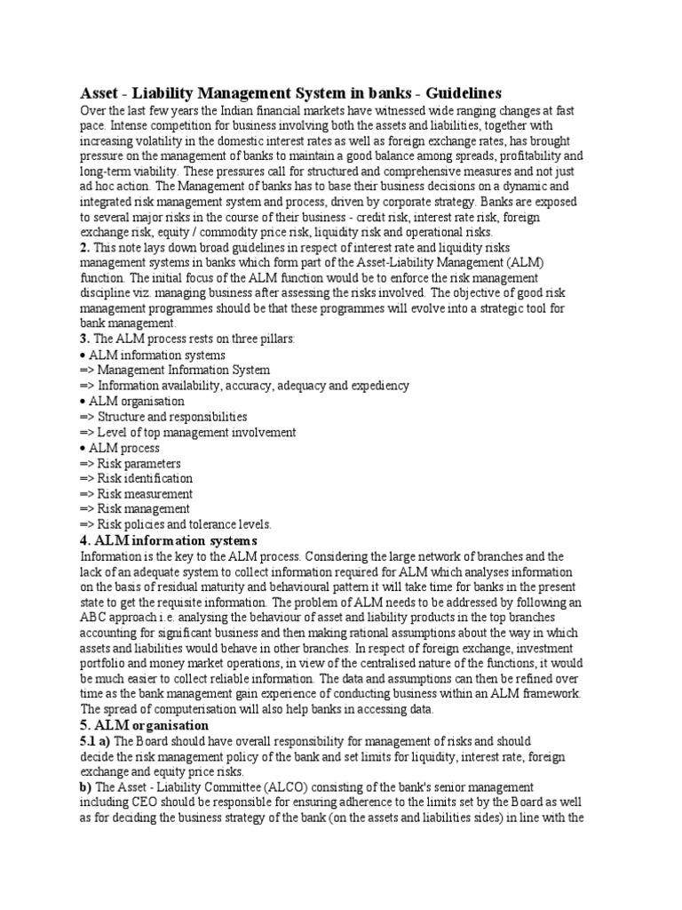 Asset - Liability Management System in Banks - Guidelines: 4. ALM ...