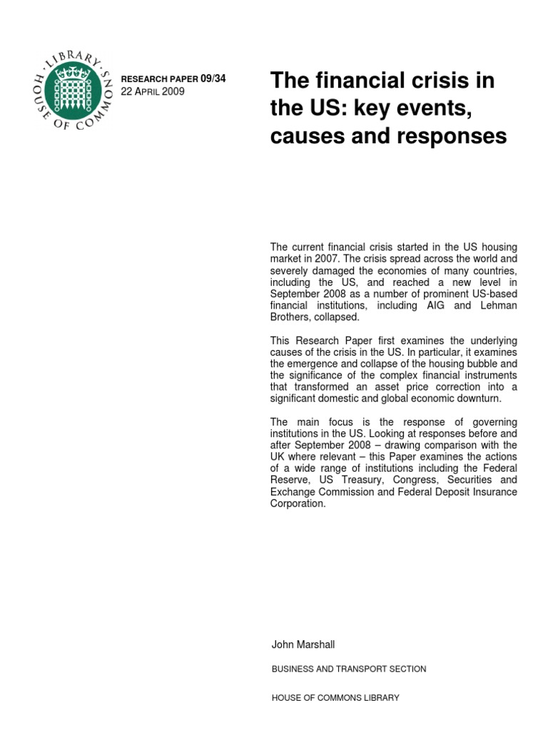 The Financial Crisis in The US: Key Events, Causes and Responses | PDF ...