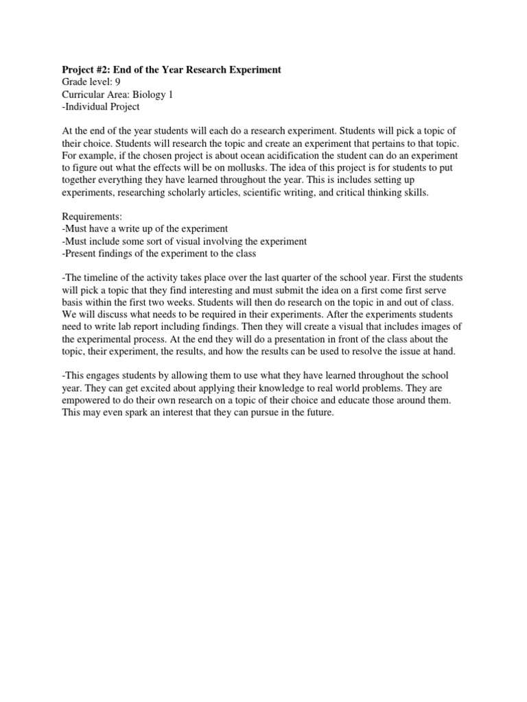 End of The Year Project Idea | PDF