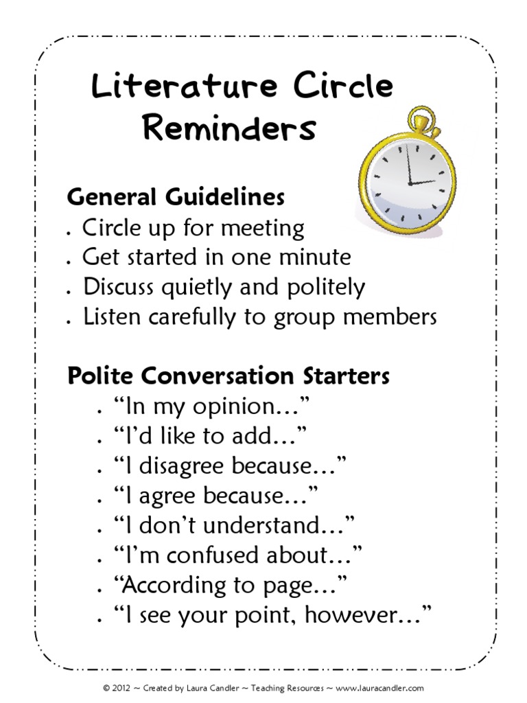 Lit Circle Reminders Pdf