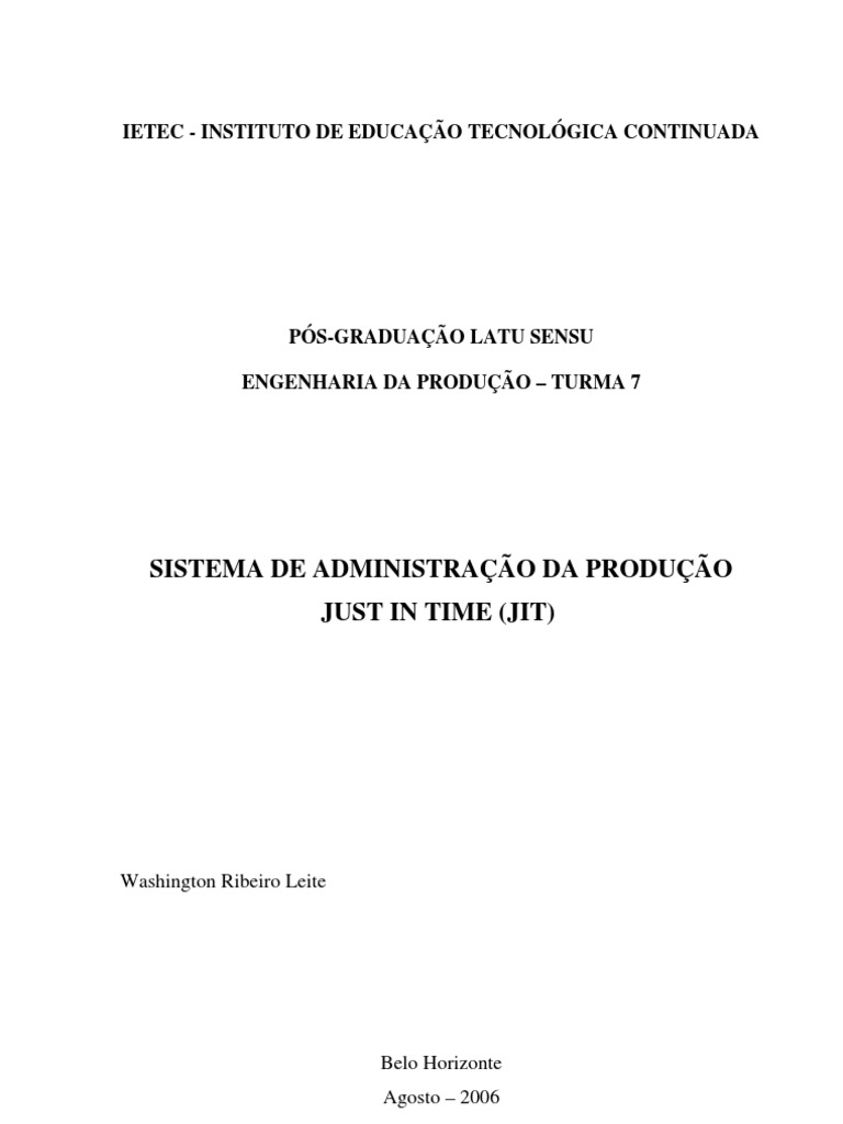 Sistema de Administração Da Produção Just in Time (Jit) : Ietec ...