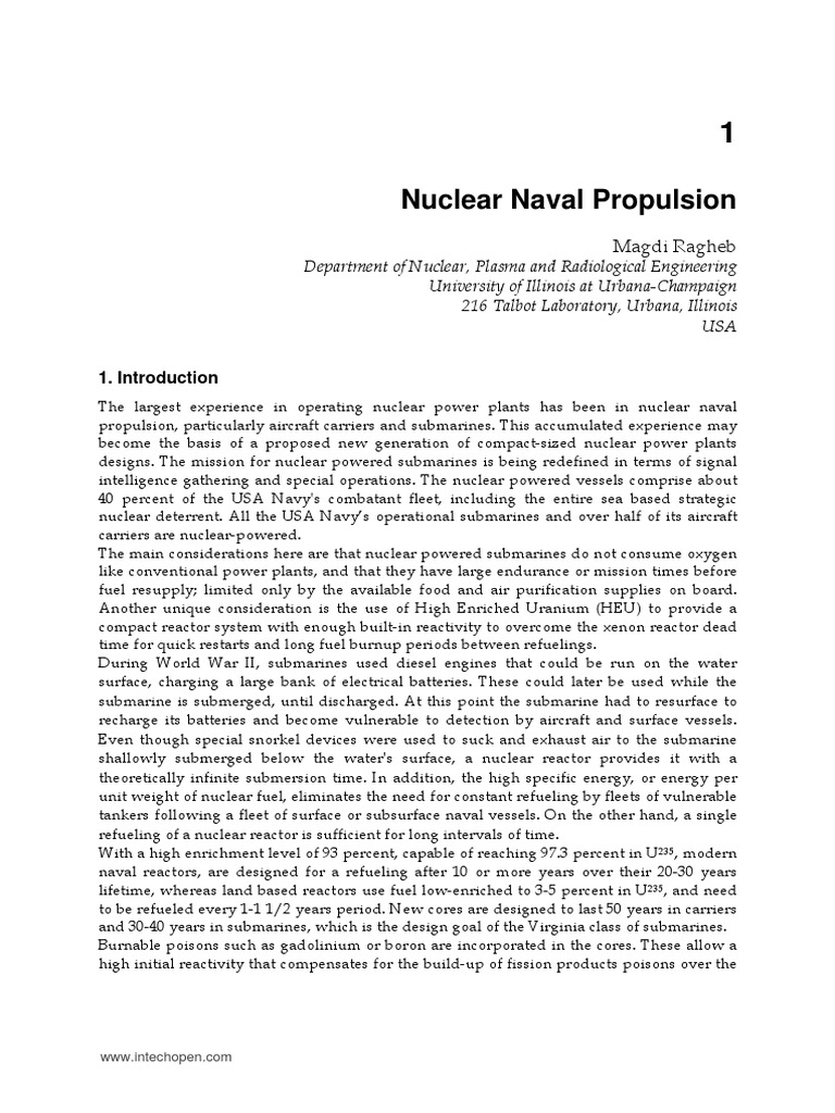 Nuclear Naval Propulsion PDF | PDF | Nuclear Fuel | Nuclear Reactor