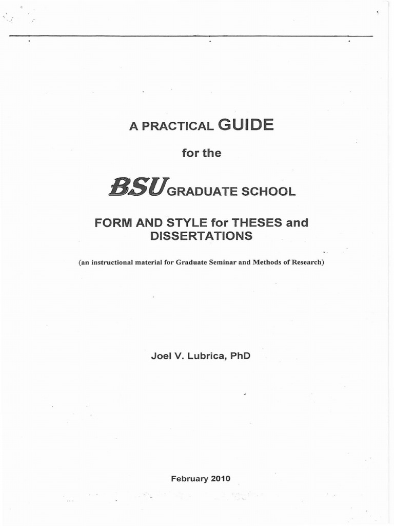 Bsu GS Thesis & Dissertation Form & Style (1) - 1 PDF | PDF | Thesis ...