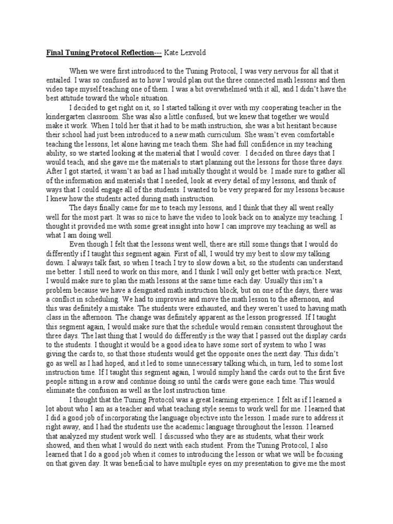 Final Tuning Protocol Reflection | Download Free PDF | Behaviorism ...
