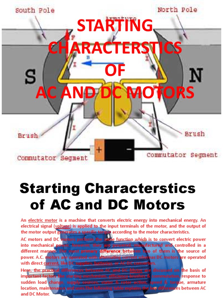Starting Characterstics OF Ac And Dc Motors | Electric Motor ...