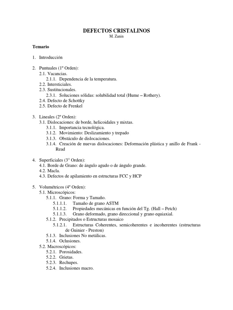 Defectos Cristalinos | PDF | Dislocación | Estructura cristalina