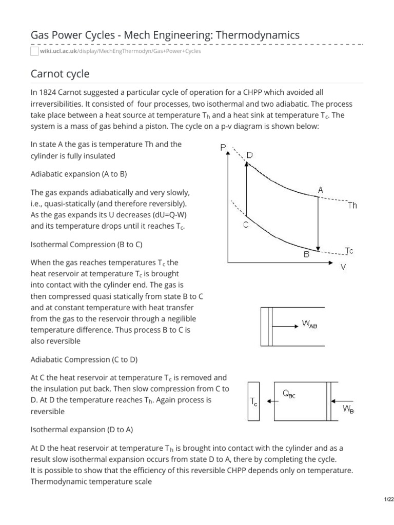 Gas Power Cycles - Mech Engineering: Thermodynamics Carnot Cycle | PDF ...
