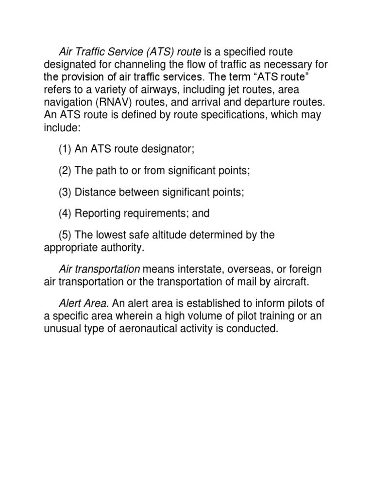 Air Traffic Service (ATS) Route Is A Specified Route | PDF