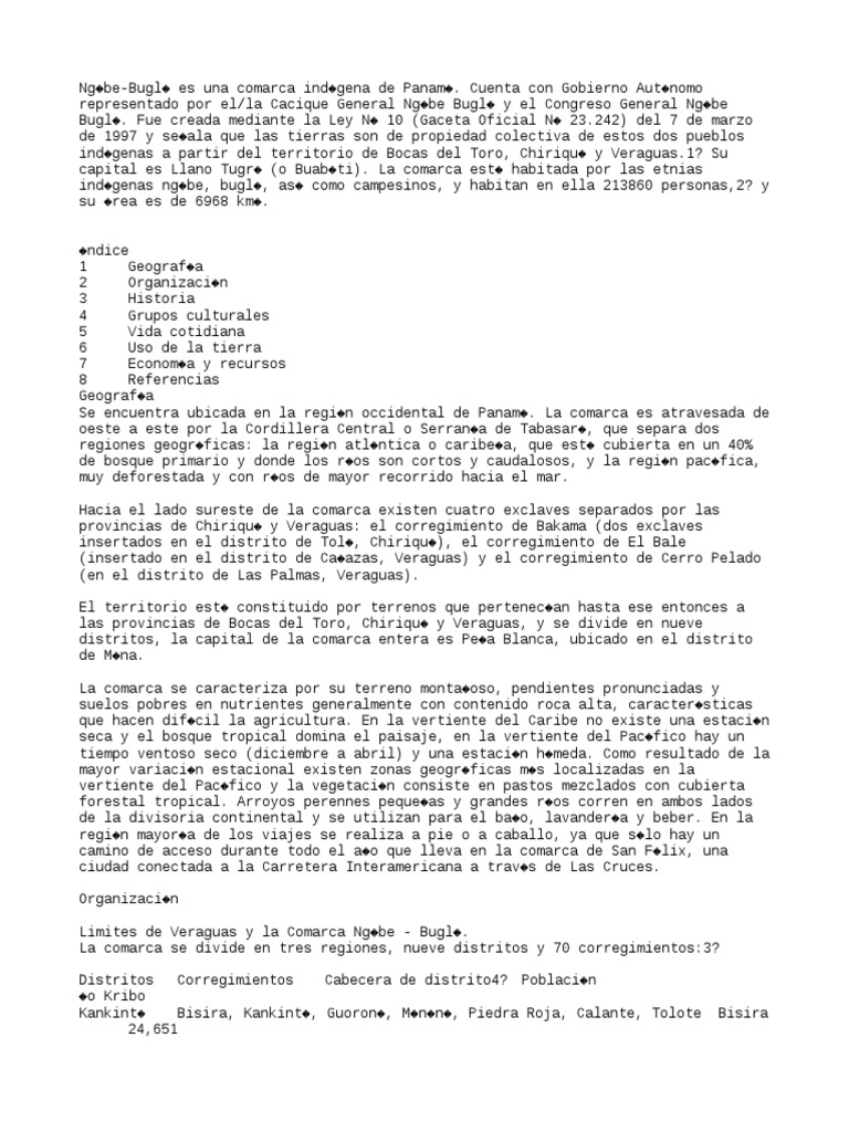 Comarca Ngobe Bugle Panama | PDF | Comida y bebida | Agricultura
