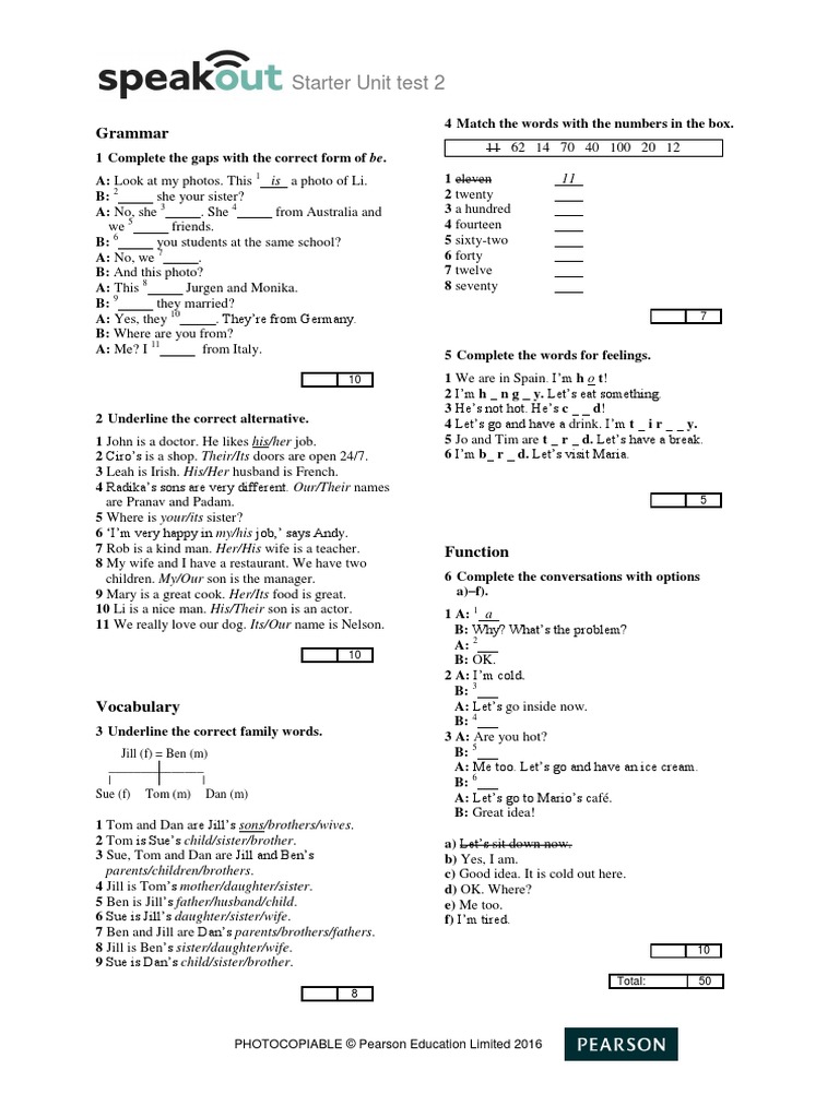 Revision Test Starter Unit | PDF | Language Arts & Discipline