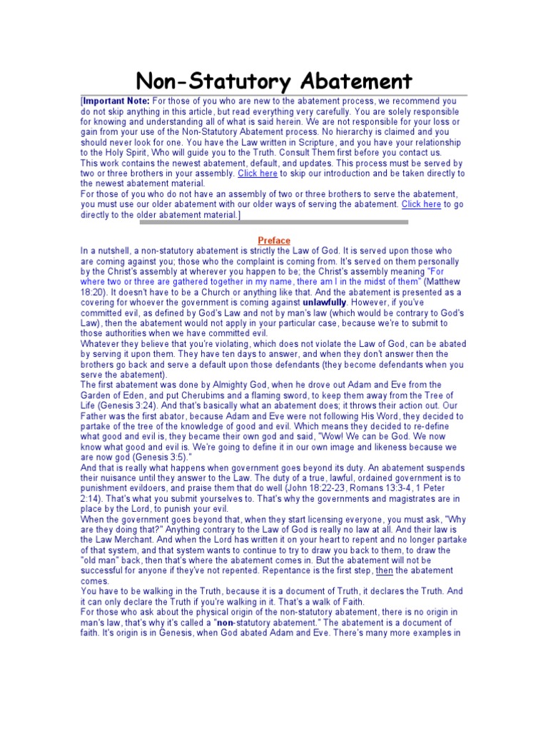 Non Statutory Abatement | PDF | Plea | Lawsuit