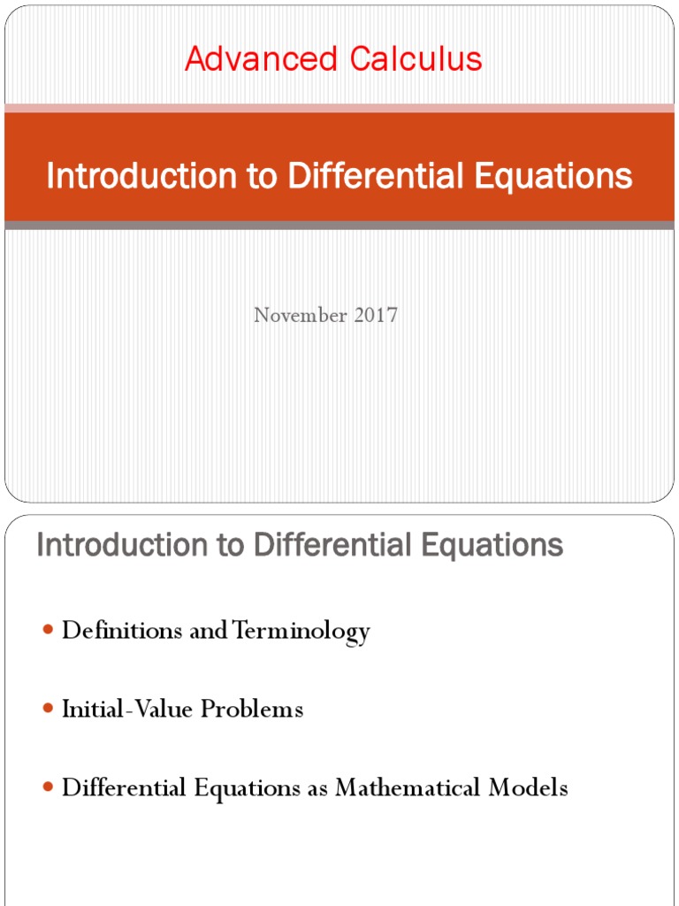 Advanced Calculus: Introduction To Differential Equations | PDF ...
