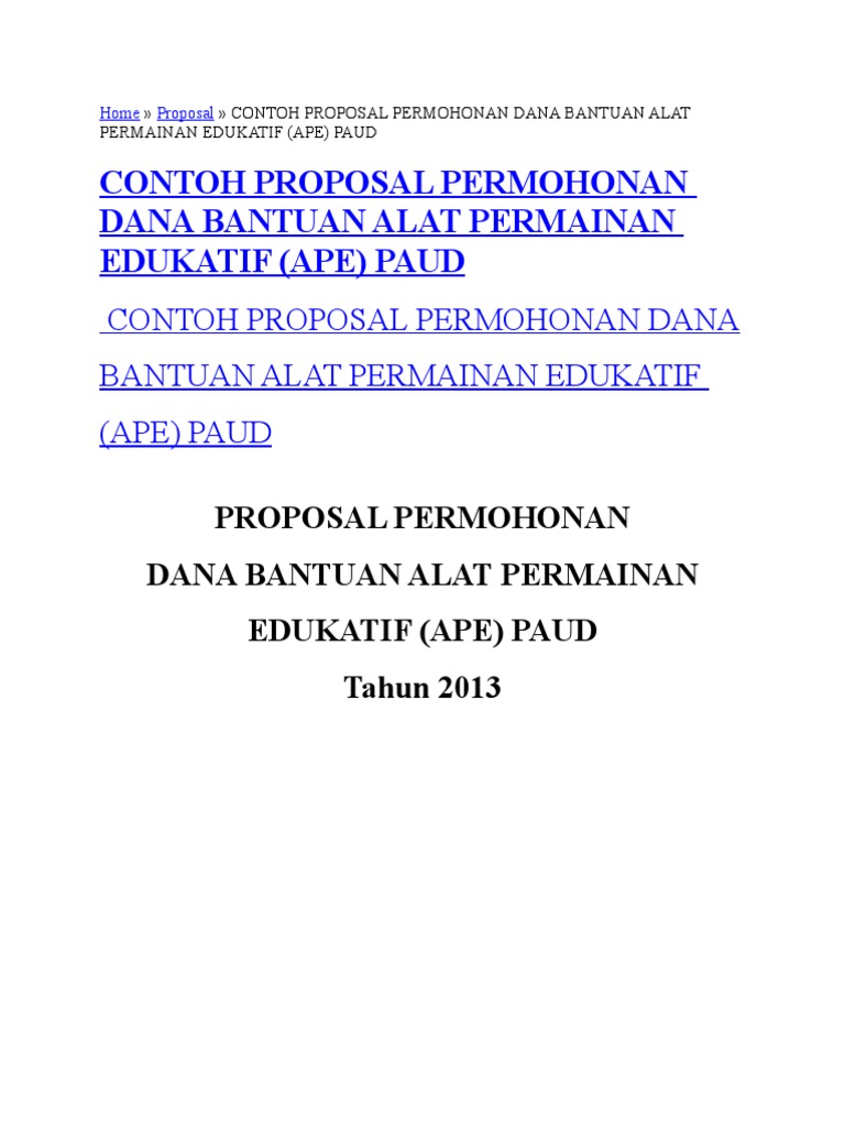 Contoh Proposal Ape | PDF