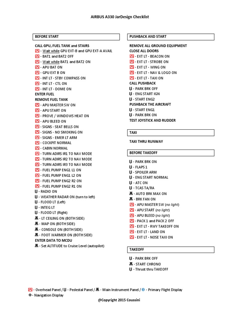 A330 Checklist JarDesign | PDF | Spaceflight Technologies | Jet Aircraft