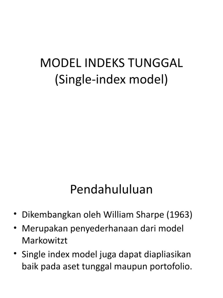 Model Indeks Tunggal (Single-Index Model) | Download Free PDF | Beta ...