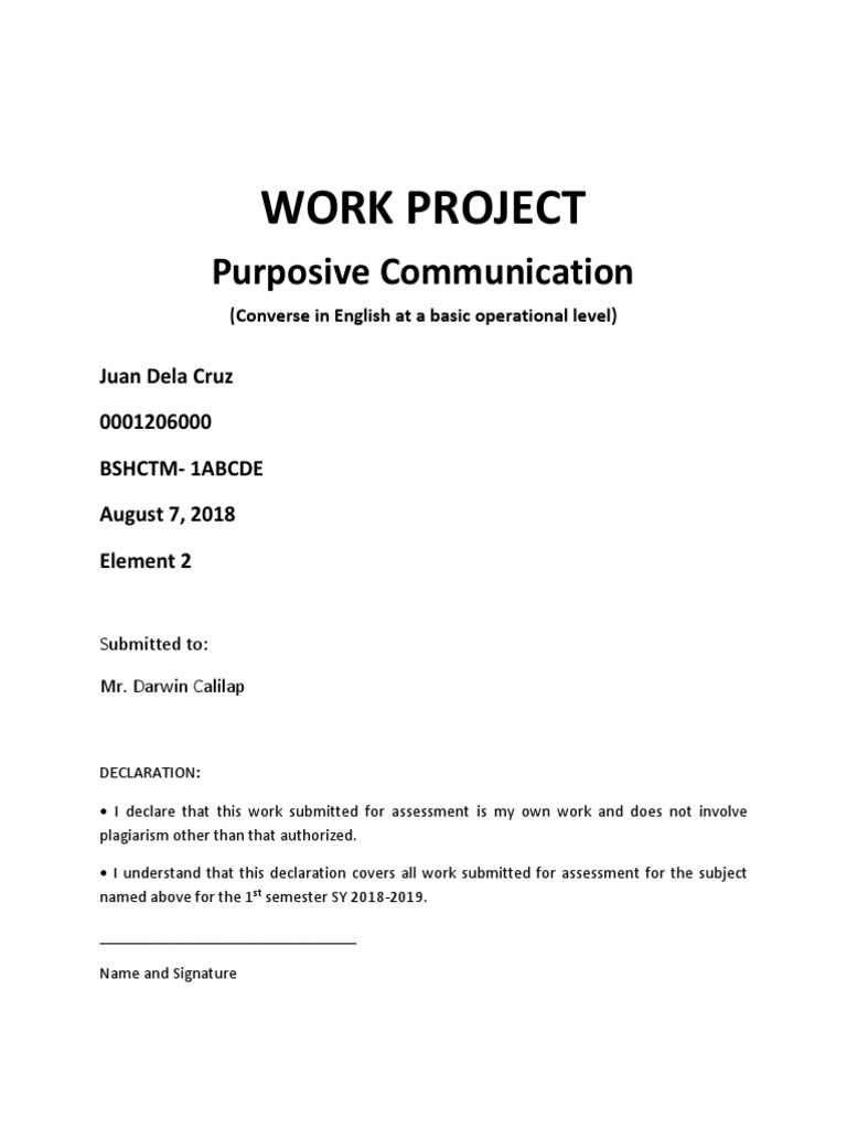 Work Project Cover Page | PDF