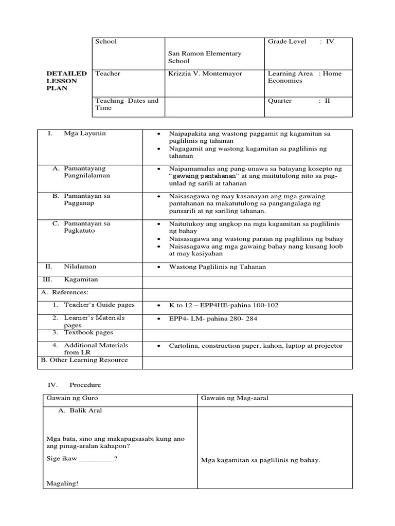 Detailed Lesson Plan | PDF