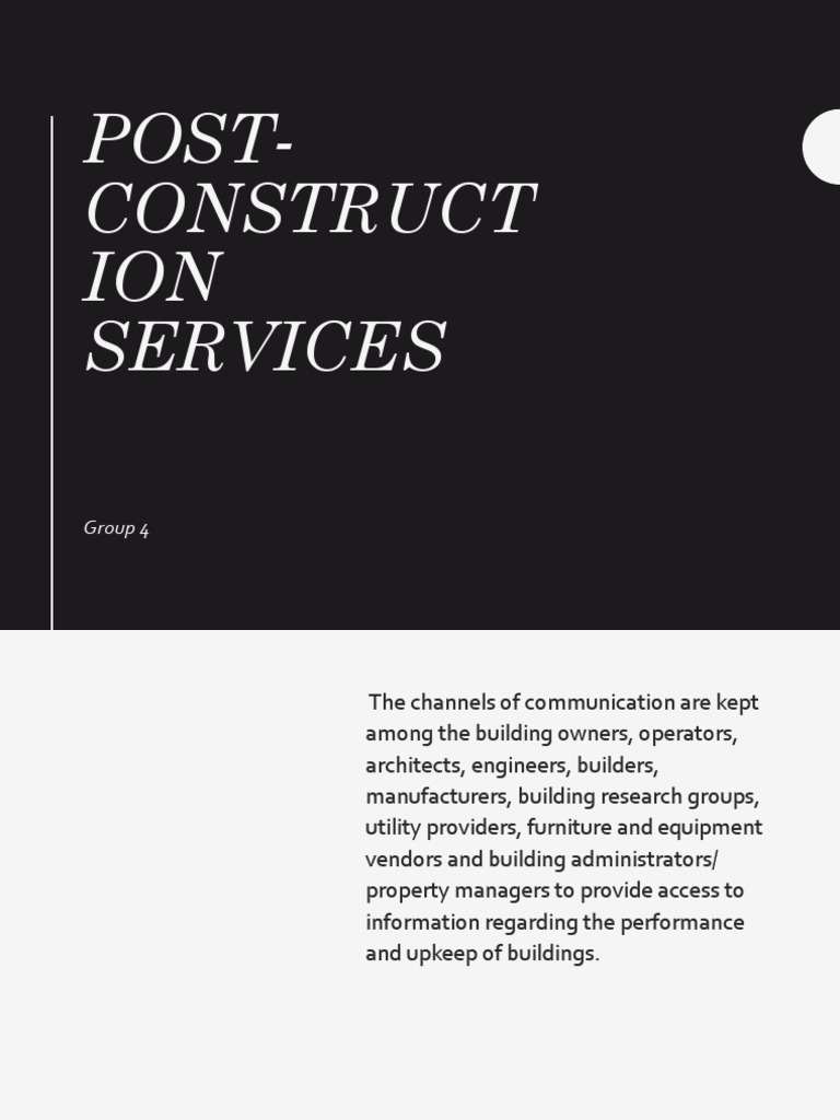 Post Construction Services | PDF | Construction Management | General ...
