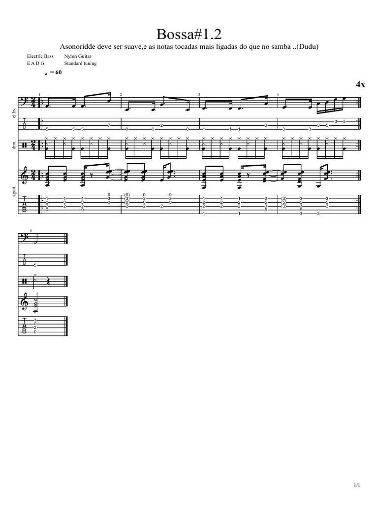 A Musical Analysis and Notation of a Bossa Nova Piece for Electric Bass ...