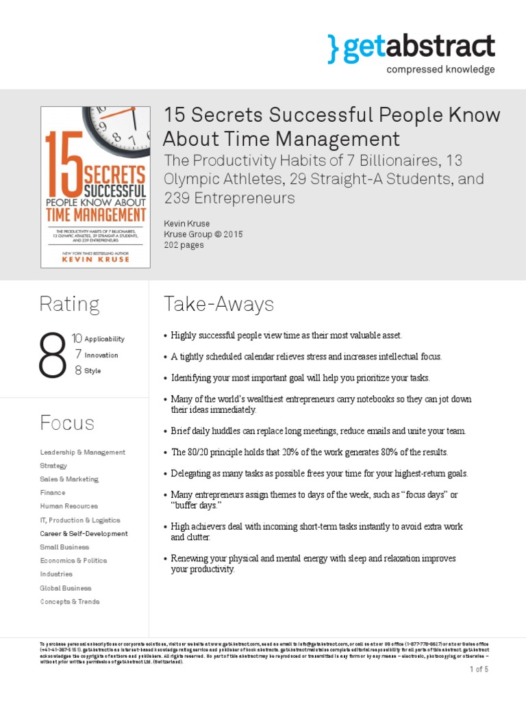 15 Secrets Time Management PDF | PDF | Time Management | Professional ...