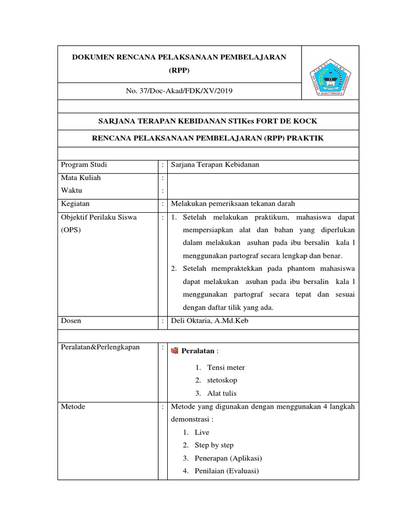 RPP Pengukuran Tekanan Darah | PDF