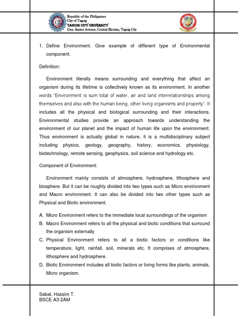 Republic of The Philippines City of Taguig Taguig City University Gen ...