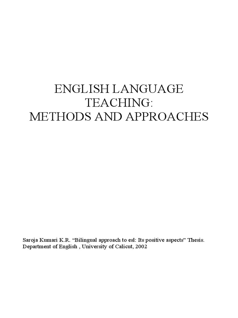 Methods of ELT PDF | Download Free PDF | Language Education | Second Language