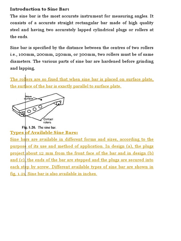 Sine Bar and Guage Block | PDF | Angle | Sine
