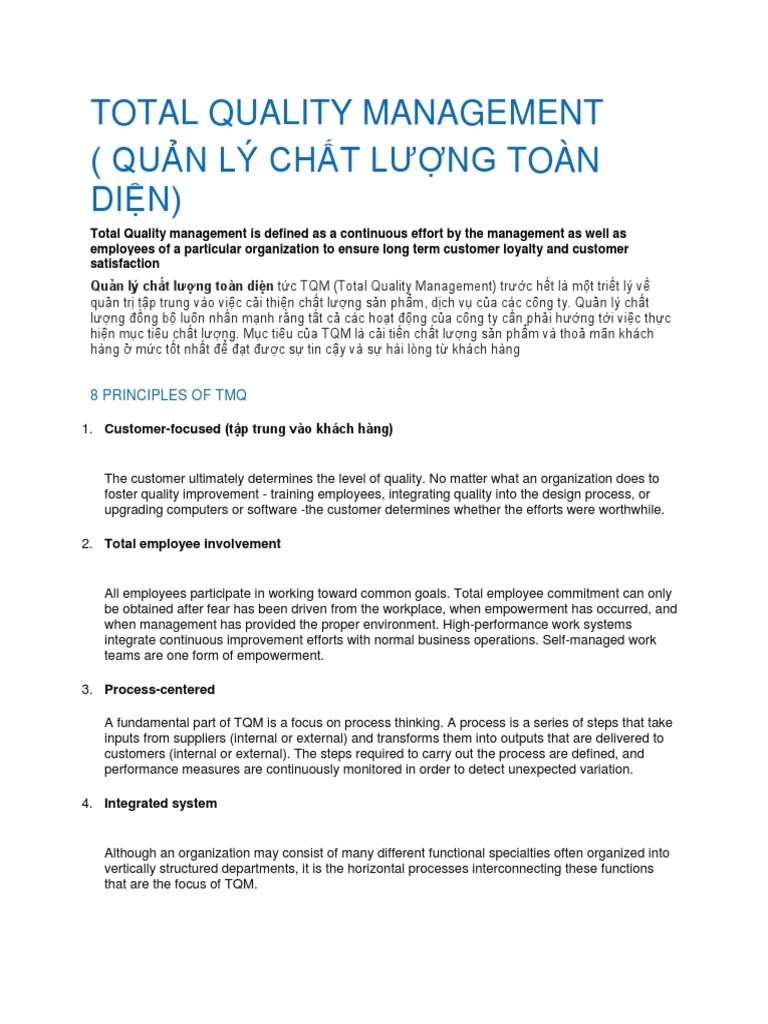 An Overview of Total Quality Management Principles and Philosophy | PDF ...