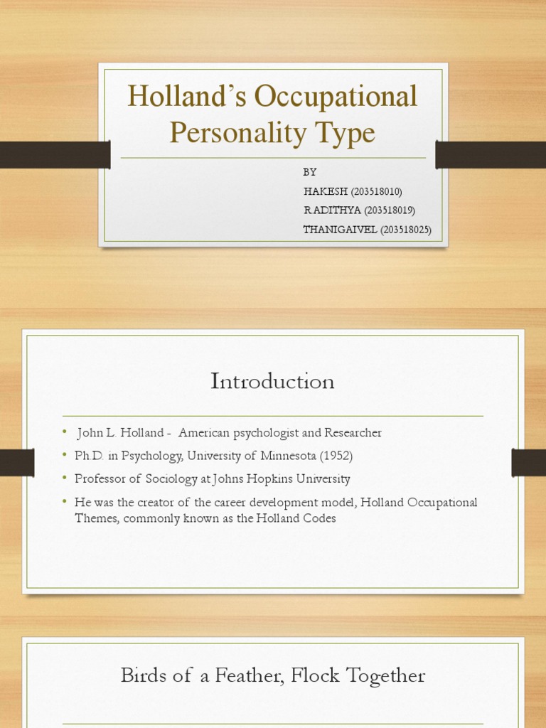 Holland's Occupational Personality Type | PDF | Personality Type ...