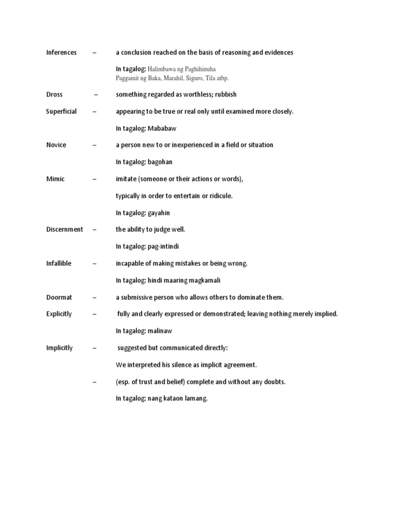 Halimbawa NG Paghihinuha Paggamit NG Baka, Marahil, Siguro, Tila Atbp | PDF