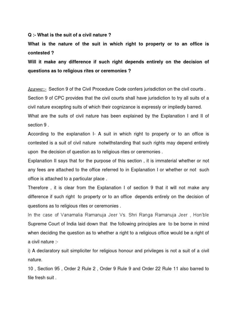 CPC Short Notes | PDF | Pleading | Decree