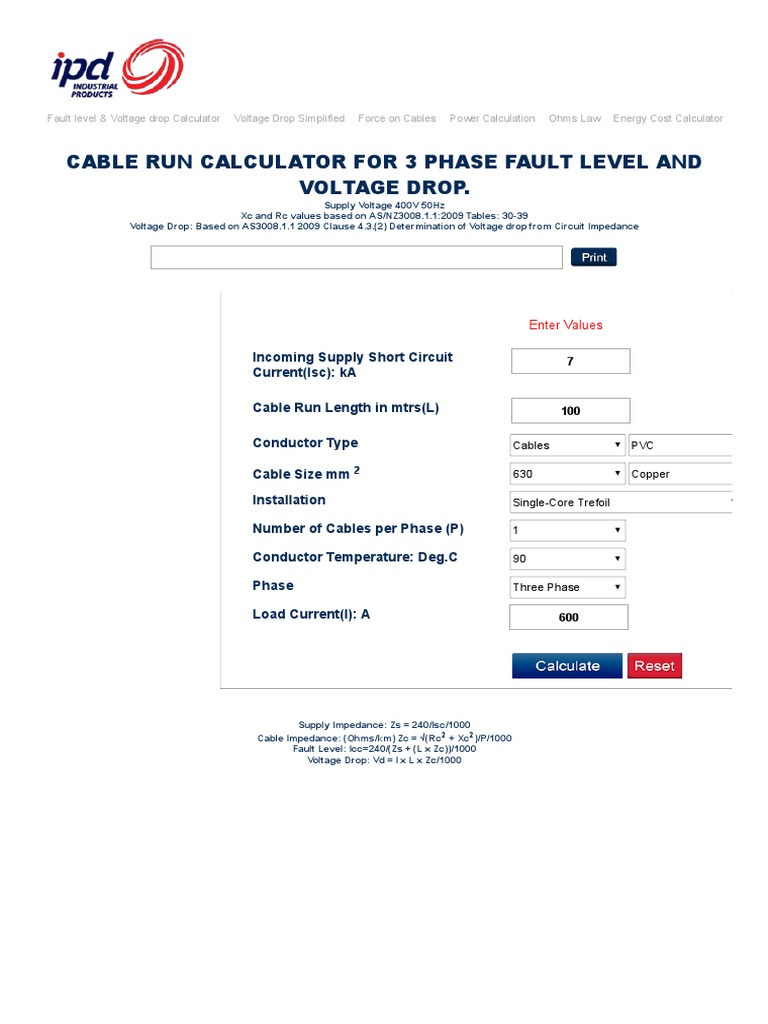 3 Phase Fault Level Calculator | PDF | Electrical Impedance ...