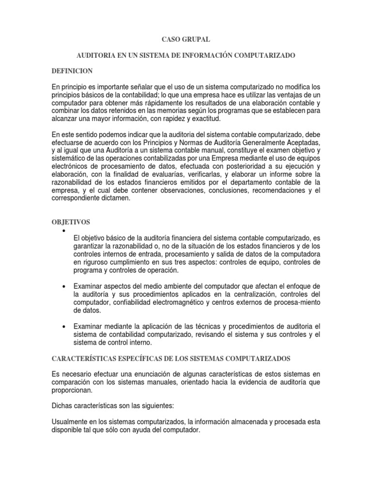 Caso Informatica | PDF | Auditoría | Archivo de computadora