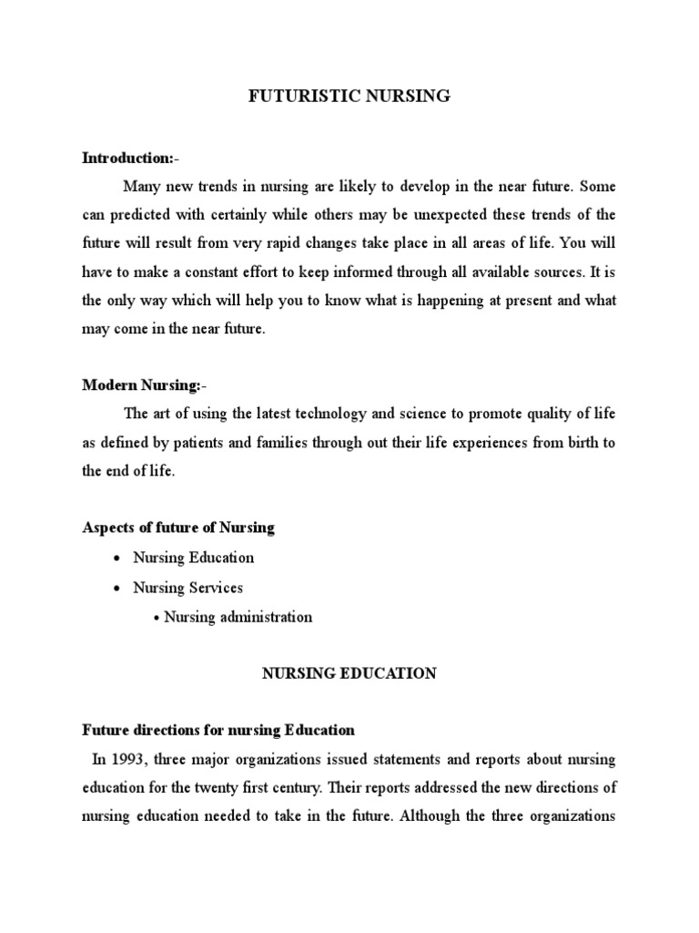 Futuristic Nursing | PDF | Telemedicine | Nursing