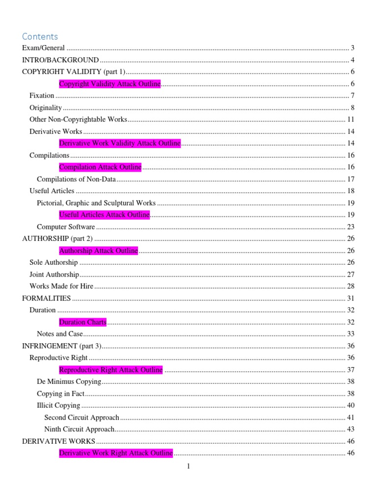 Copyright Outline | PDF | Derivative Work | Copyright