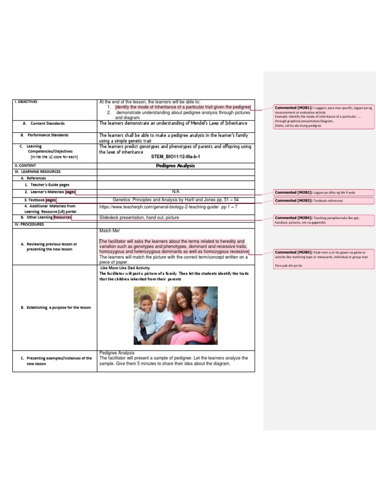 Sample DLL For SHS | PDF | Dominance (Genetics) | Heredity